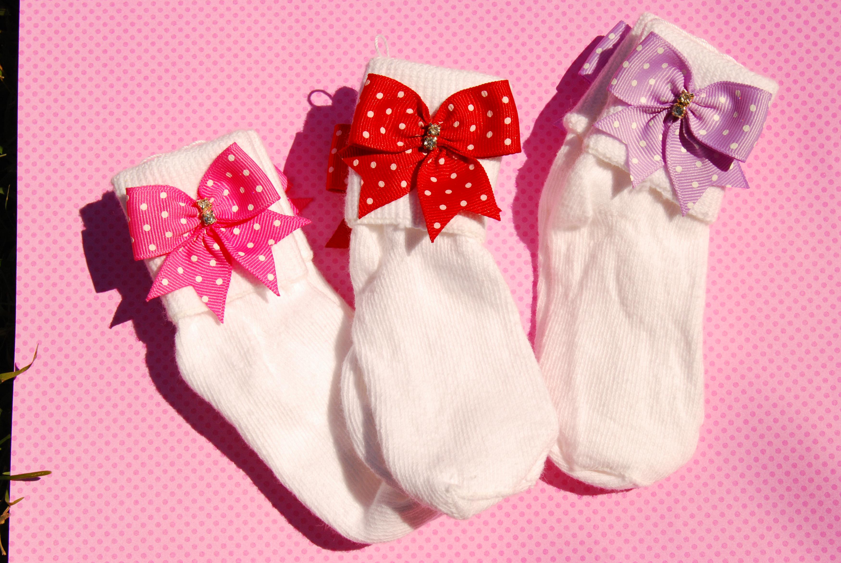 Rhinestone N Ribbon Bow Socks Girls Back To School on Luulla